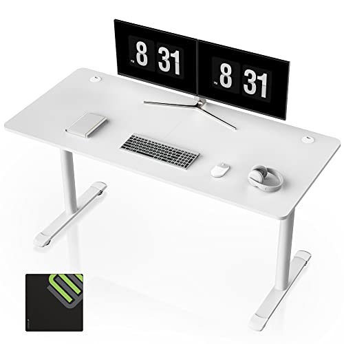 EUREKA ERGONOMIC White Gaming Desk, 60 Inch Large Home Office Computer Desk with Free Mouse Pad, I Shaped PC Gamer Students Teens Study Writing Table Laptop Sturdy Modern Workstation, Easy To Assemble