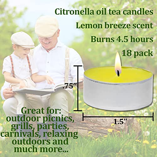 18 Pk Citronella Candles Outdoor Indoor - Aromatherapy Candle - Spa Candle - Mood Candle - Premium Quality Lemon Scented Candles - Fly Candle
