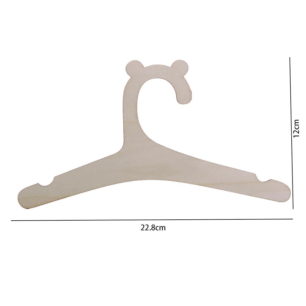 10 Pcs Baby Children Wooden Hangers Children's Clothes Hangers,Cute Little Bear Shape,8.97 * 4.72inch