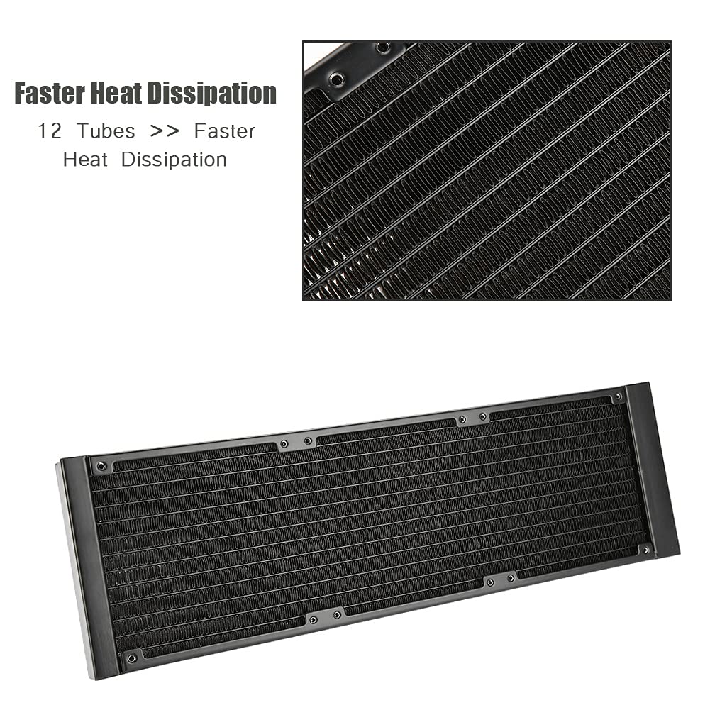 12 Tubes PC Heat Exchanger,Aluminium G1/4 Thread Heat Exchanger Radiator,Water Separator Water Cooler,for PC CPU Computer Water Cool System(360mm)