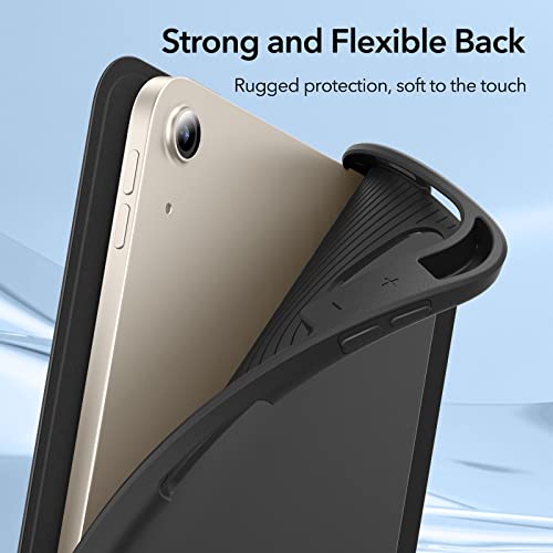 ESR for iPad Air 11 Inch Case M2 2024, iPad Air 6th/5th/4th Gen(2024/2022/2020) with Pencil Holder, Trifold Stand Case for iPad Air 5/4 with Flexible Back, Auto Sleep and Wake, Rebound Series, Black