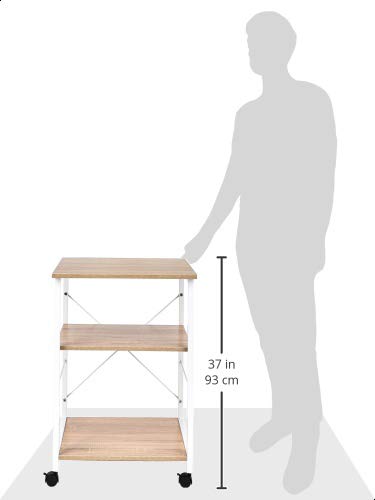 Amazon Basics Multipurpose Rolling Cart, Desk Extender, Natural