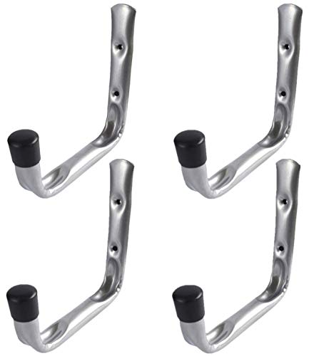 4 PCS Garage Storage Utility Hook Heavy Duty Wall Mounted Storage Hanger Perfect Garage Organizer for Ladders Folding Chairs Surf Boards Fishing Poles Garden Tools Swimming Tools
