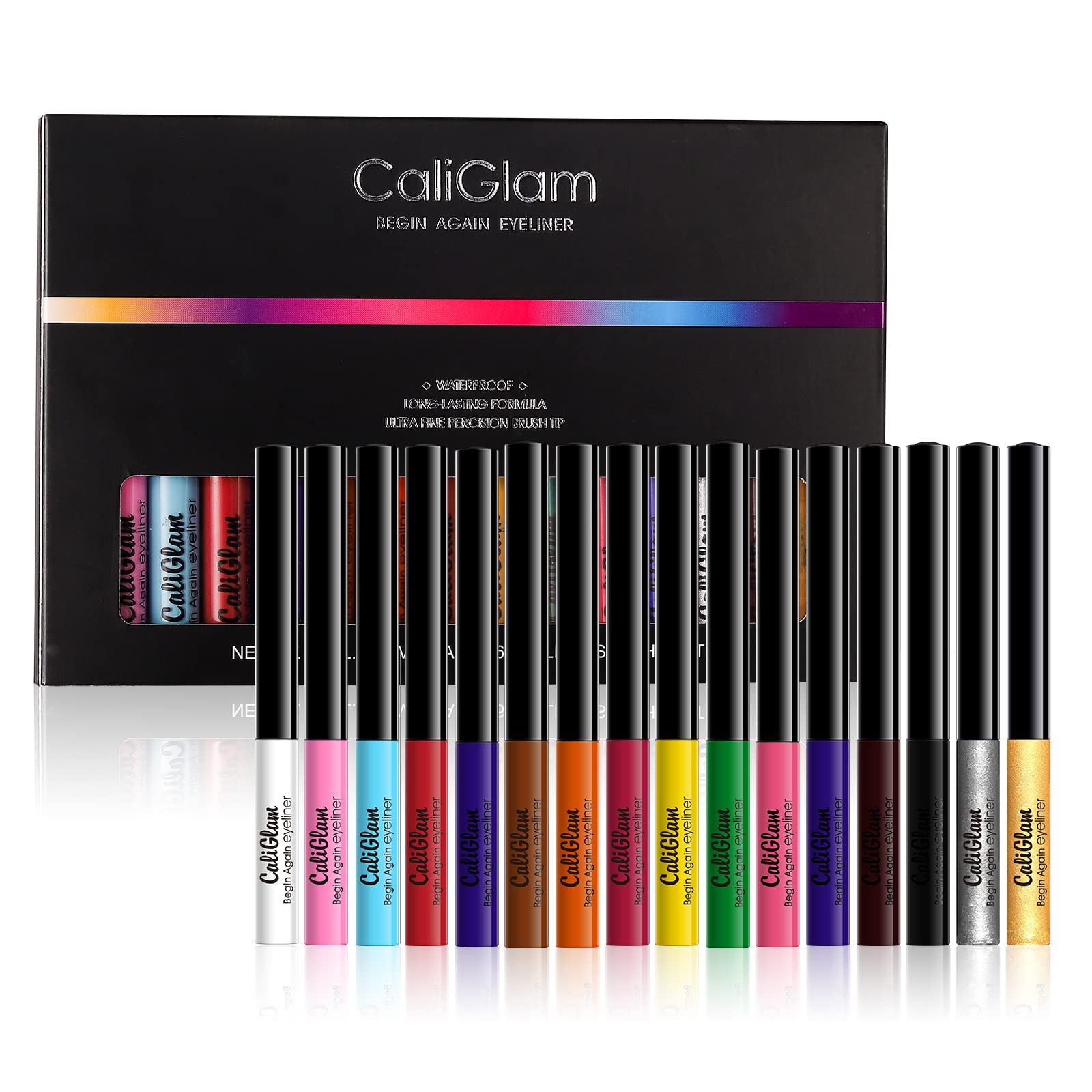 16 Color Matte Liquid Eyeliner Set,Glitter Gold Silver Eye Liners Waterproof High Pigmented Long Lasting Eyeliner Pencil Eye Makeup Kit