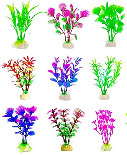 10Pcs Artificial Aquarium Plants, Small Size 2 to 4.5 inch Approximate Height Fish Tank Decorations Home Décor Plastic