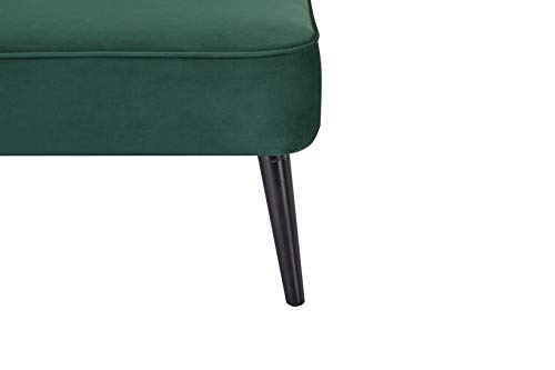 A&D Home 52.3” Manhattan Mid-Century Modern Velvet Armless Loveseat Sofa Chair with Wood Legs, Green