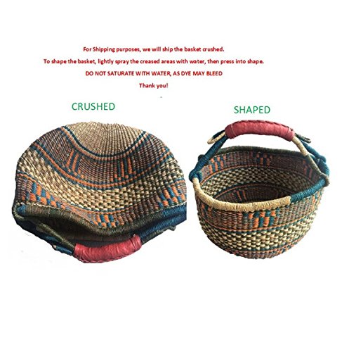 African Basket - Ghana Bolga - Gambibgo Oval Shopping Basket - 20" Across