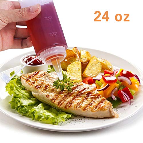 6 Pack 24oz Squeeze Bottle Condiment Squeeze Bottles Plastic ketchup Squeeze Squirt bottle For Sauce,BBQ,Dressing,Paint,Workshop,Arts and Crafts