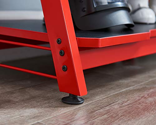 JJS 3-Tier Gaming Console Storage Shelf, Etagere Modern Display Shelving Unit Open Bookcase Rack for Gaming Desk Setup Speakers Figure Plant Stand, Red