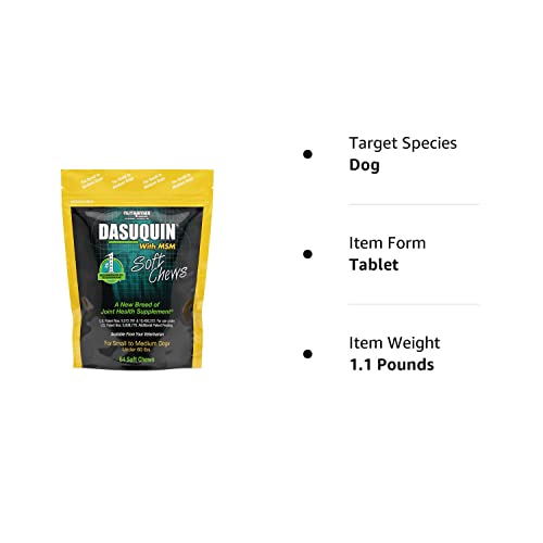 DASUQUIN MSM Soft Chews for Small to Medium Dogs, 1.1 lbs., Count of 84, 6.25 in