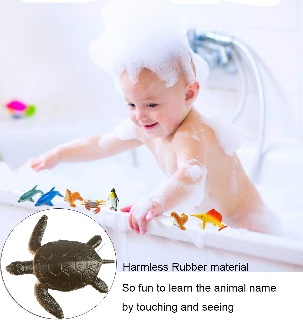 12 pcs Ocean Sea Animal Figures with 12pcs Matching Cards - OOTSR Ocean Creatures with Flash Cards for Education, Insect Themed Party, Playtime and Treasure Hunt
