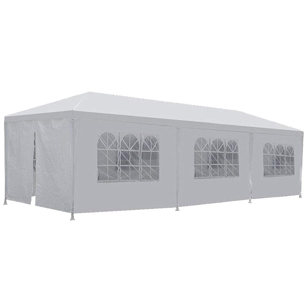 10'x30' Party Canopy Tent Outdoor Wedding Waterproof UV Protection Gazebo Pavilion with 8 Removable Sidewalls Heavy Duty Portable Camping Shelter BBQ Pavilion Canopy Cater Events, White