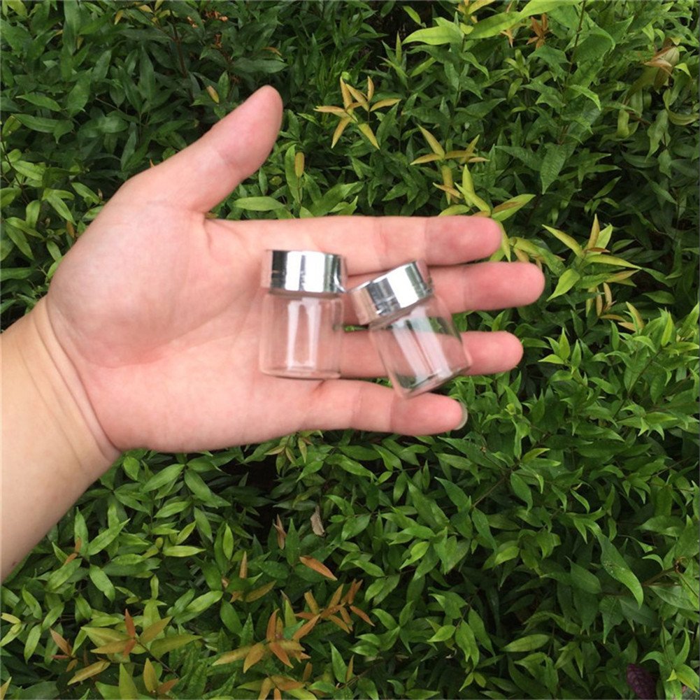 12units Glass Bottles Screw Top Empty Jars Vial 15ml Candy Vanilla Pill Food Perfume Bottle Metal Cap (12, 15ML-Silver Lid)