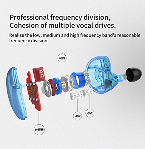2018 Newest KZ ZS10 4BA with 1 Dynamic Hybrid 10 Driver in Ear Earphone HiFi DJ Monito Running Sport Earphone Earplug Headset (Without Mic, Blue)