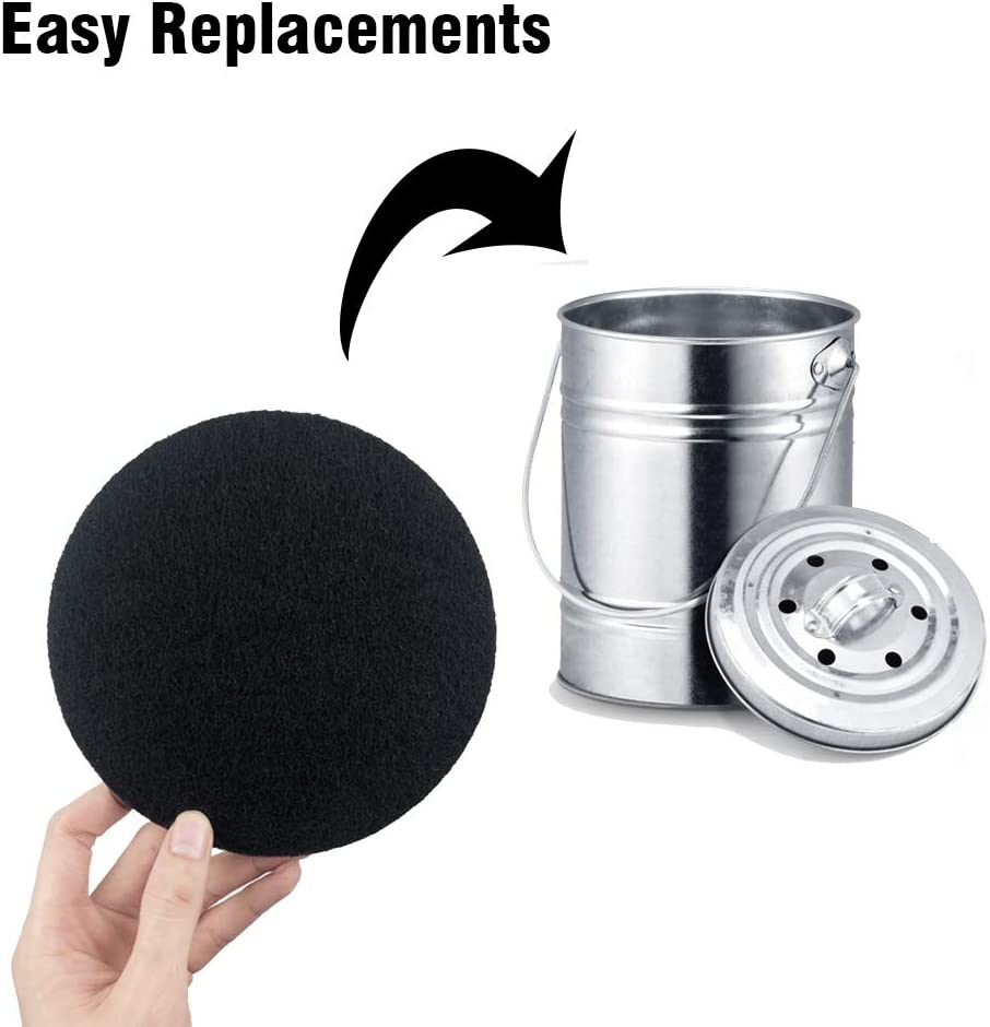 6 Pack Charcoal Filters for Kitchen Compost Bins - Thickening Compost Bin Filters Activated Carbon Filters for Kitchen Compost Bin Filters Replacement, 0.4" Thickness