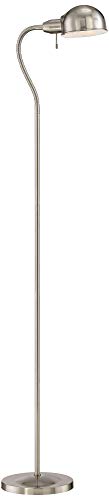360 Lighting Ridley Modern Standing Task Floor Lamp 61" Tall Satin Nickel Silver Adjustable Gooseneck Arm Bright Lighting for Living Room Reading House Decor Bedroom Home