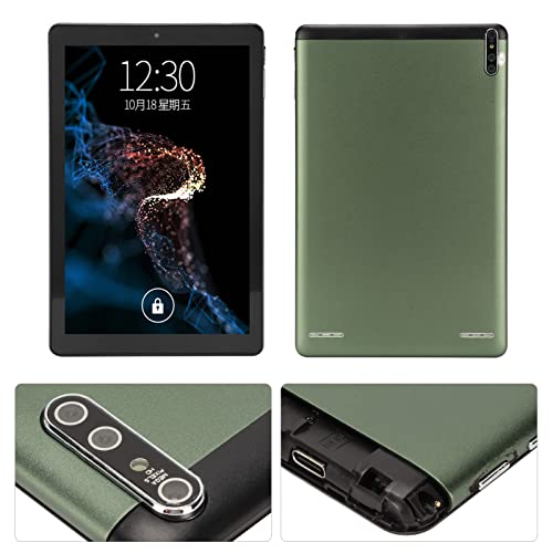 10.1 Inch Tablet, 6GB 128GB HD Tablet Green 100240V 2.4G 5G WiFi for 11.0 for Reading (US Plug)