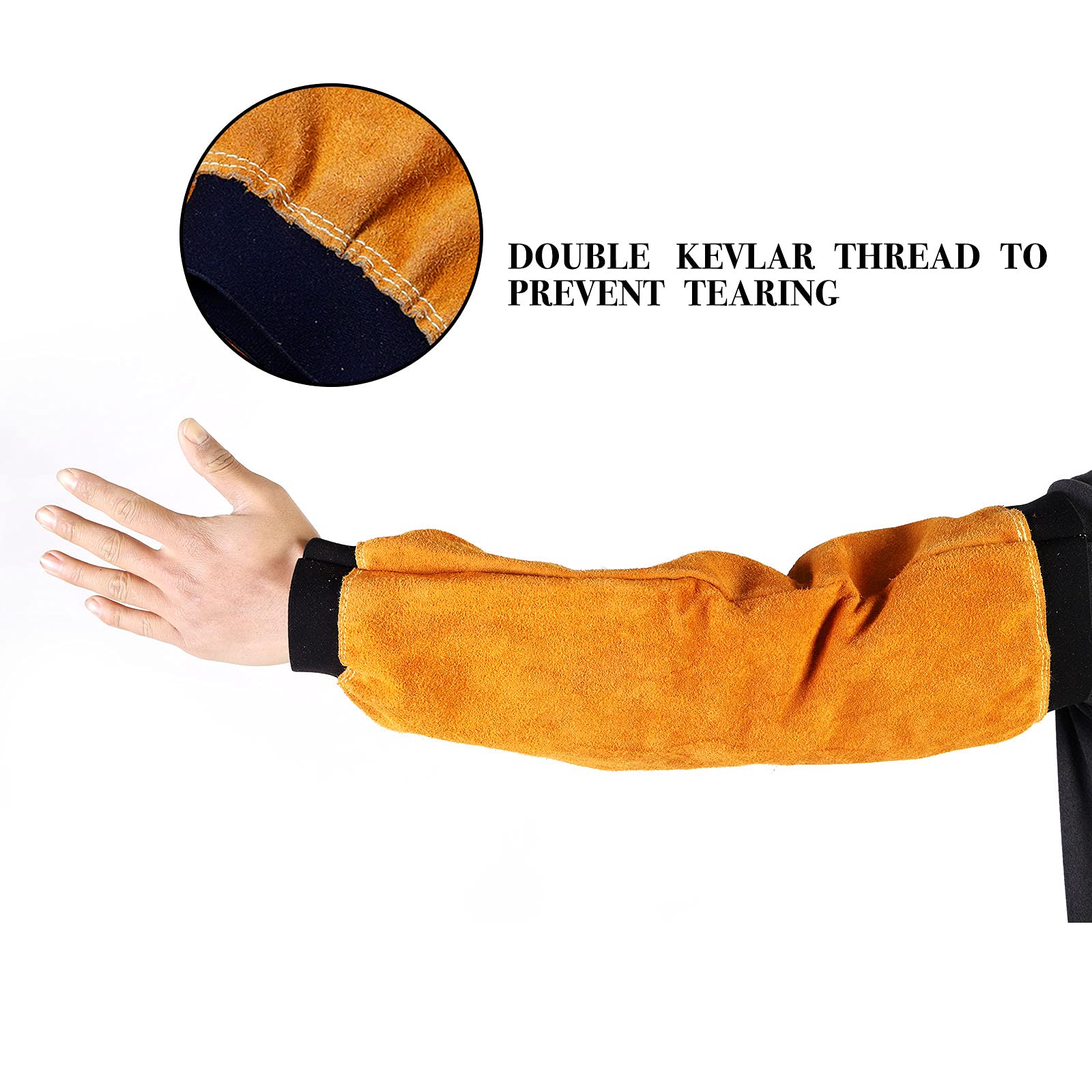 Benozit 18inch Leather Welding Sleeves for Men&Women, Heat & Flame Resistant Arm Protection, Heavy Duty Work Arm Guard, Puncture Resistant Sleeves for Garden