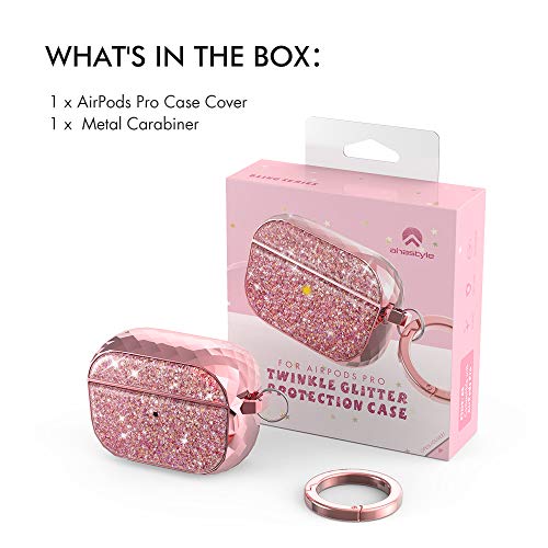 AhaStyle AirPods Pro Case Cover for Women Girls, Luxury Glossy Hard Shell Case Cover Accessories Compatible with Apple AirPods Pro Charging Case (Rose Gold)