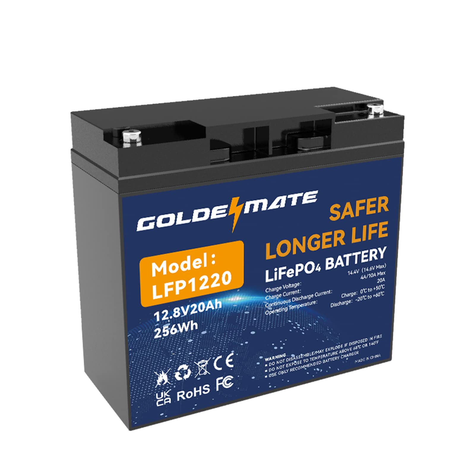 12V 20Ah LiFePO4 Lithium Battery, Deep Cycle Rechargeable Batteries 20AH with M6 Bolt