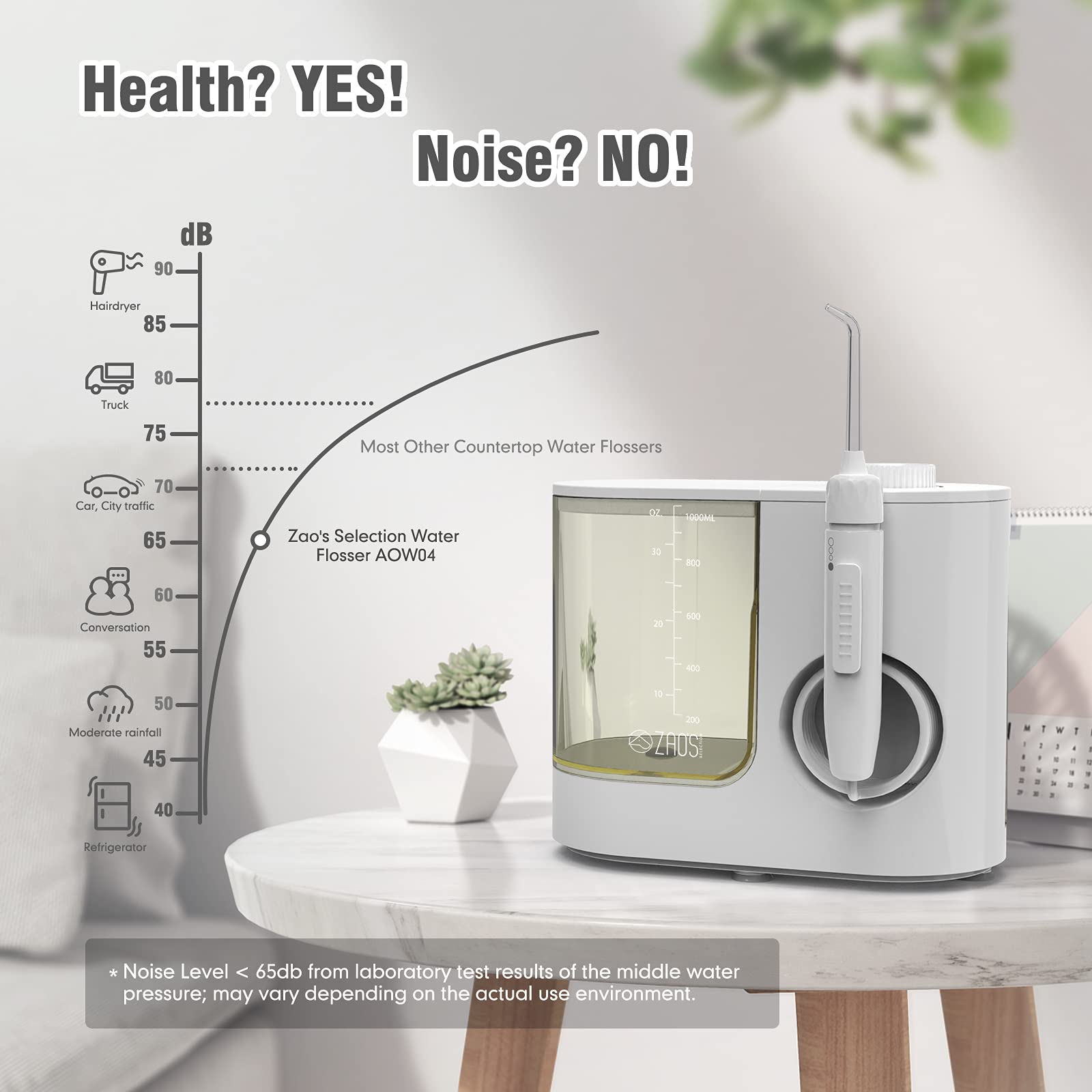 Zao's Selection New Countertop Water Flosser for Family Use, 30-130 PSI Stepless Pressure Regulation,1000ml, 8 Tips, Isolated Tip Storage, Oral Irrigator, Water Picks for Teeth Cleaning