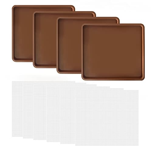 10PCS Silicone Dehydrator Sheets with Edge, Nonstick Silicone Dehydrator Trays Compatible with Cosori CP267-FD,Multi-purpose Reusable Fruit Leather Trays for Jerky, Fruit, Meat, Herbs, Vegetables