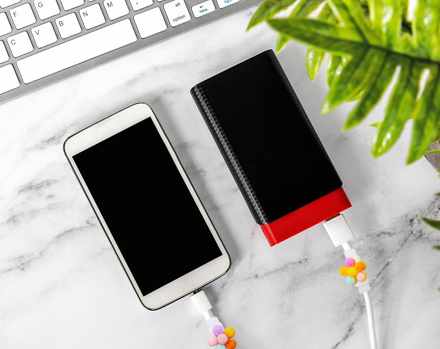10 PCS Charger Protector for iPhone/ipad USB Cable, Colourful Flowers Cable Bites Flower Leaves Plastic Charging Cable Protector Cord Saver Phone Accessory USB Charger for Cellphone Data Lines