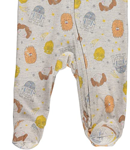STAR WARS Princess Leia R2-D2 Newborn Baby Girls 2 Pack Zip Up Sleep N' Play Coveralls Grey/White 0-3 Months