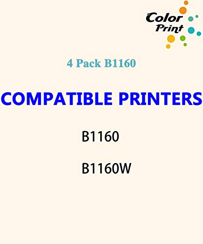 4-Pack ColorPrint Compatible Toner Cartridge Replacement for Dell 1160 B1160W 1160 331-7335 YK1PM HF44N HF442 Work with B1160 B1163w B1165nfw Printer (Black)