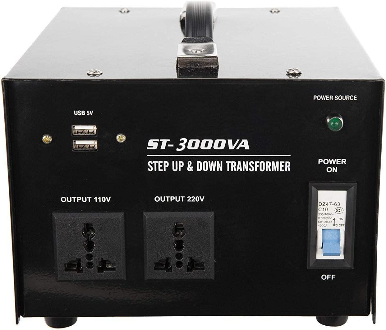 3000 Watt Voltage Converter Transformer Heavy Duty Step Up Down Transformer 110V to 220V/220V to 110V Voltage Converter with US Standard, Universal AC Outlets DC 5V USB Port