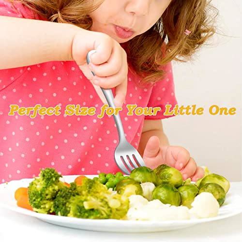 14-Piece Kids Silverware Set, LIANYU Toddler Forks and Spoons for 2-6 Year Old, Stainless Steel Preschooler Children Flatware Cutlery Set, Includes 7 Forks 7 Spoons, Dishwasher Safe