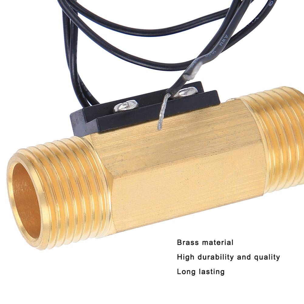 Water Flow Meter, 1/2 Inch Brass Water Flow Sensor Switch, Industrial Electromagnetic Flow Meter, for Industrial Automation, Mechanical Equipment, Air Compression, Refrigeration, Heating, Ventilation