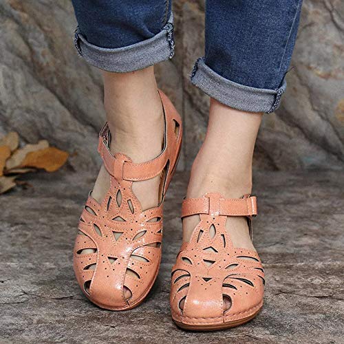 justHIGH Women's Casual Peep Toe Hollow Out Slingback Platform Wedge Sandals Breathable Non Slip Sole