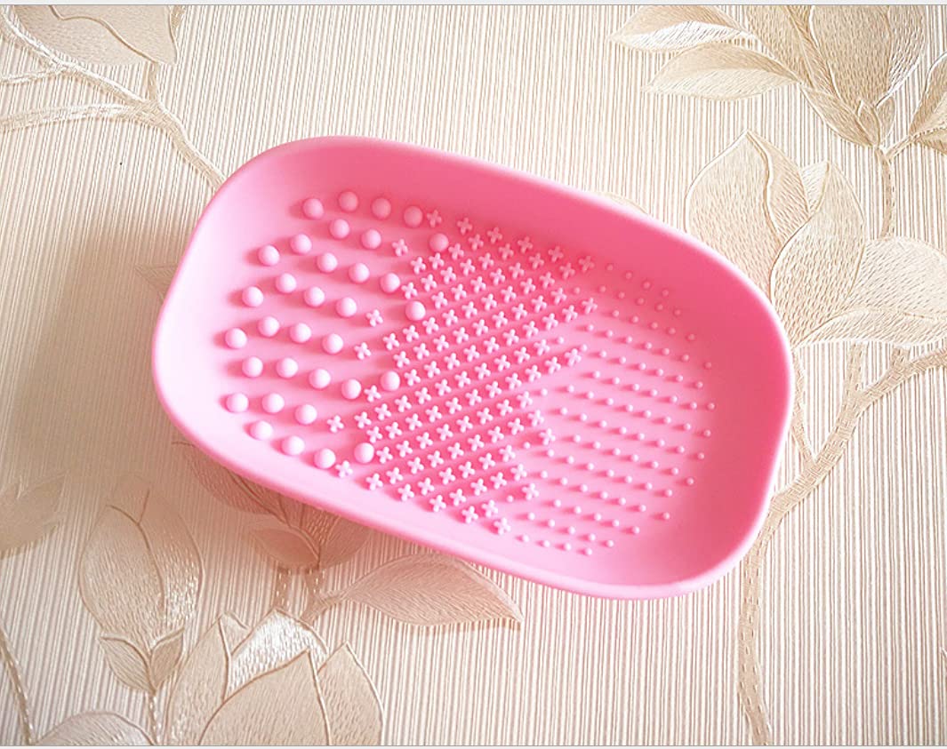 AHPIPIL Silicon Makeup Brush Cleaning Mat Makeup Brush Cleaner Pad Cosmetic Brush Cleaning Mat Portable Washing Tool Scrubber For Removing Makeup (Pink) (Pink)