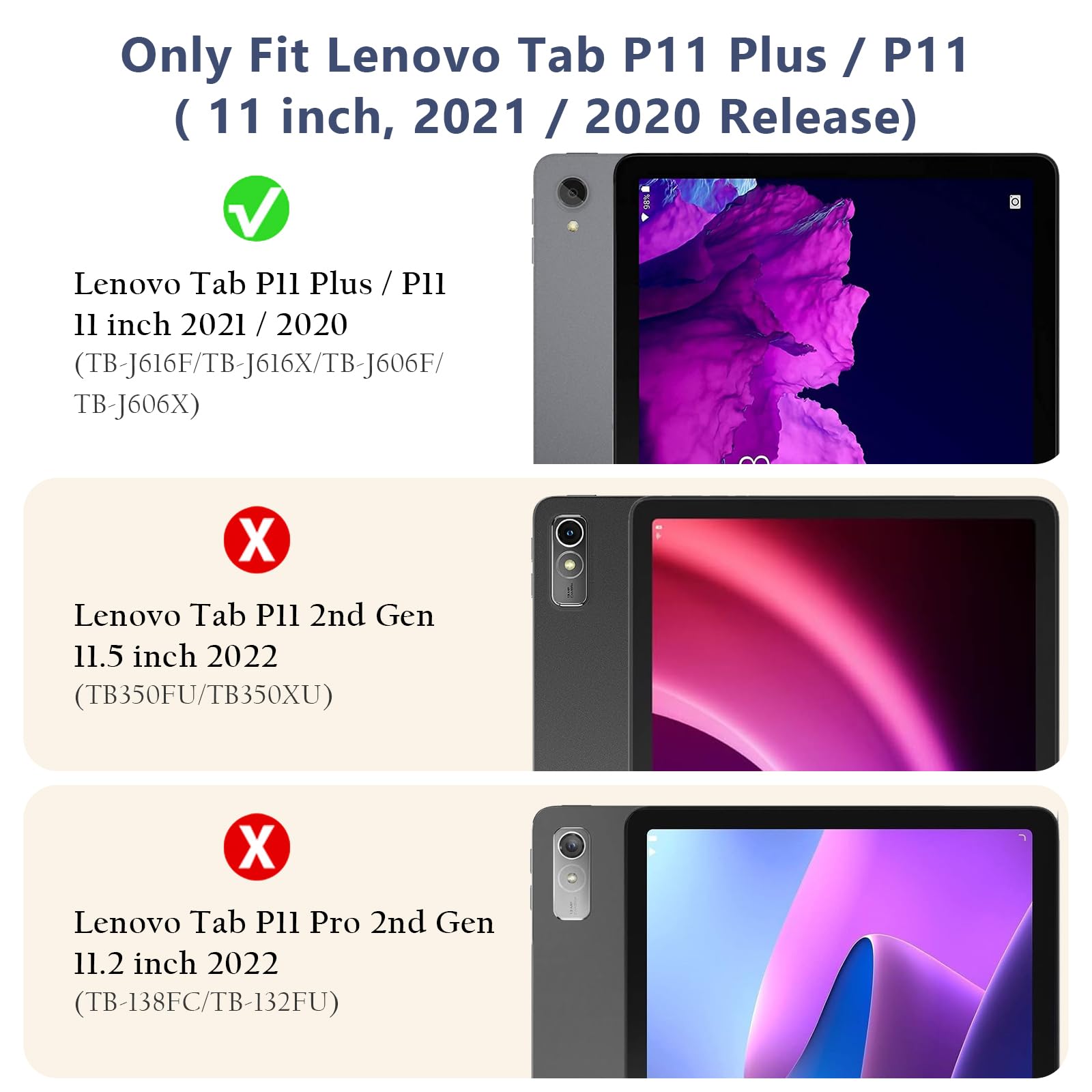 Junfire Shockproof Case for Lenovo Tab P11 Plus/P11 (2021/2020), Lenovo Tab P11 Plus/P11 Heavy Duty Rugged Case 11 inch with Hand Strap Kickstand Shoulder Belt for TB-J606F/TB-J606X/TB-J616F-Black