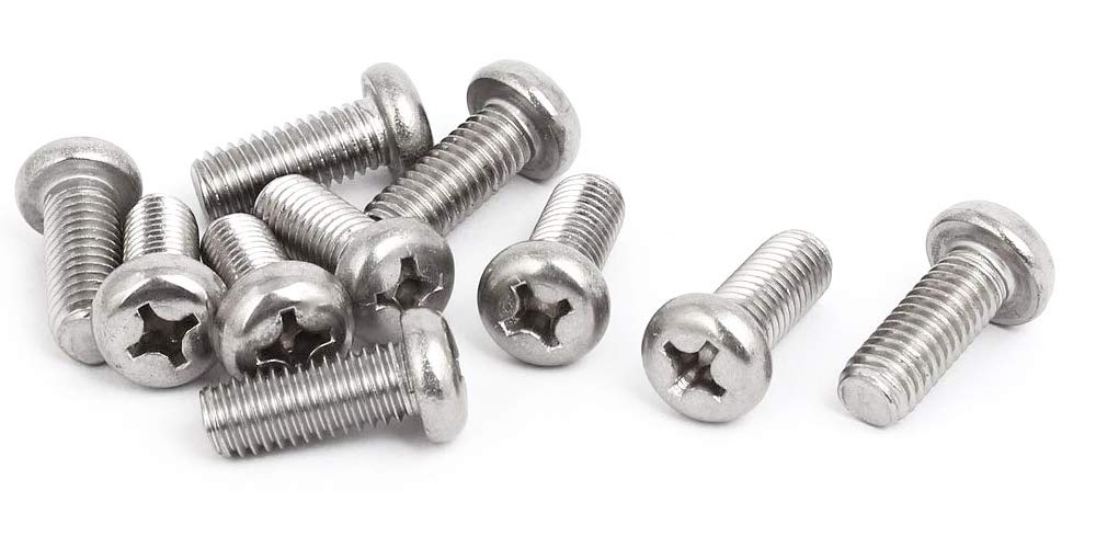 10pcs M8-1.25 20mm 304 Stainless Steel Pan Phillips Cross Head Screw, for TV Wall Mount Bracket Kit (with Flat Washer & Split Lock Washer)