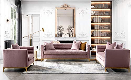 Acanva Luxury Modern Tufted Velvet Down-Filled Living Room Sofa, 63"W Loveseat, Pinkish Purple