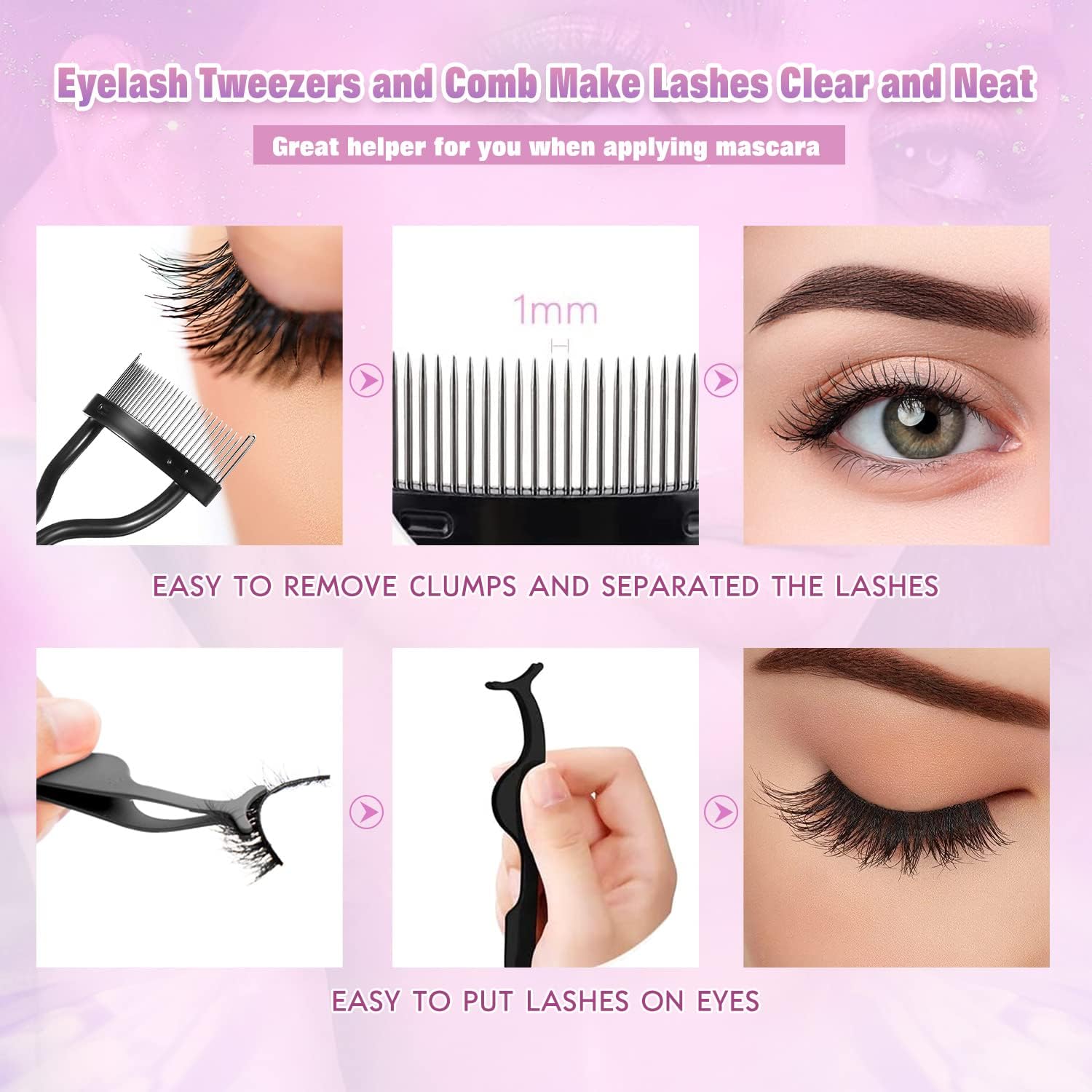 Eyelash Curler Eye Brow Kit, MODUSKYE 7 in 1 Eyelashes Curler with Replacement Refill Pads for Women, Partial Lash Curler Eyes Makeup Tools Long-Lasting Natural Lashes