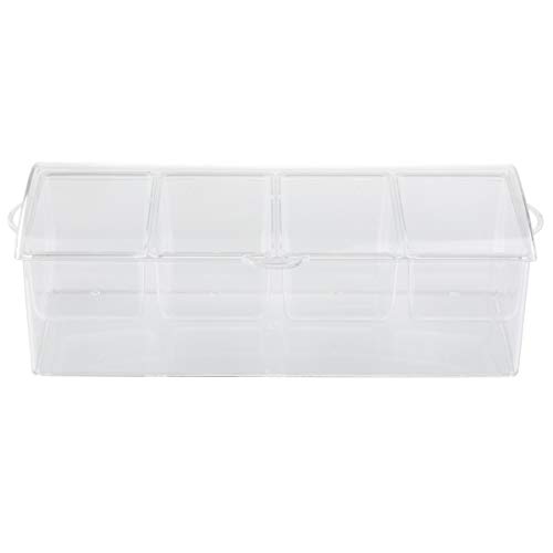 Tablecraft 10008 Bar Condiment Holder, Four - 1.5 Pint Inserts, Clear