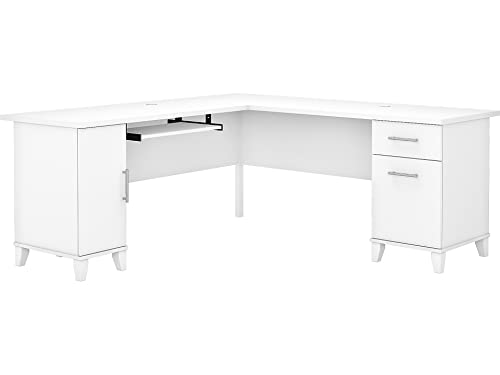 Bush Furniture Somerset 72W L Shaped Desk with Storage in White