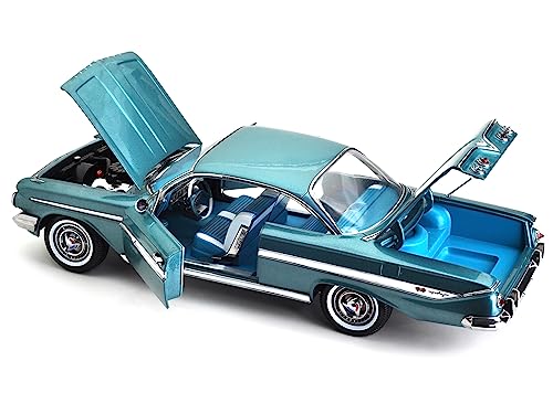 1961 Chevy Impala Sport Coupe Twilight Turquoise Metallic with Turquoise Interior American Collectibles Series 1/18 Diecast Model Car by Sun Star SS-2109