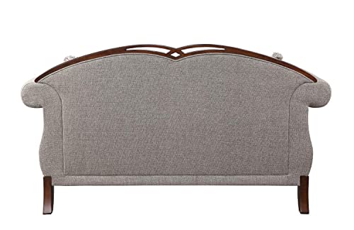Acme Furniture Miyeon Love Seats, Fabric and Cherry