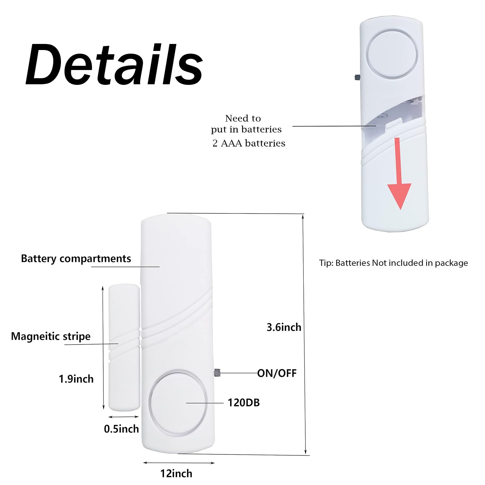 4 Pack Door Window Alarm, Magnetic Burglar Alert Sensor, Loud Door Alarms for Kids Safety, DIY for Home Security, Office Protection,Shopping Store AAA Battery