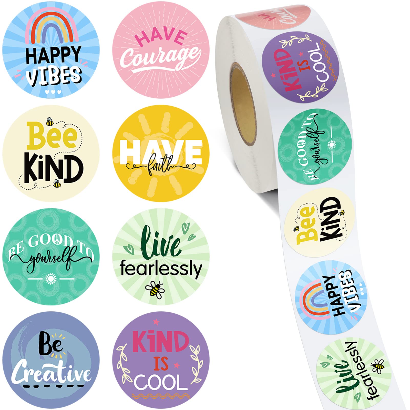 1000 Pcs Kindness and Vibes Stickers Be Kind Sticker Positive Affirmation Stickers Inspirational Motivational Sayings Encouraging Colorful Assortment Sticker for Scrapbooking, Arts, DIY Crafts (Cute)