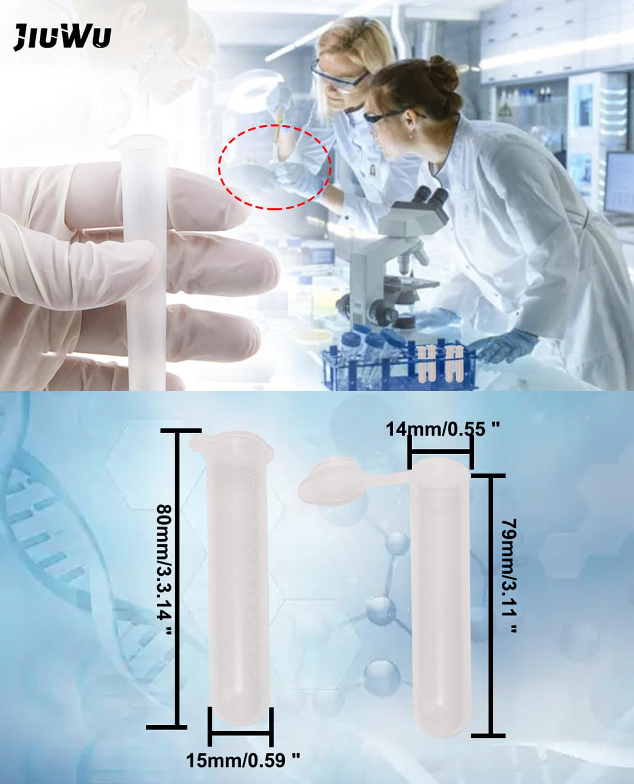 10ml Centrifuge Tubes Clear Plastic Vials EP Lab Centrifuge Vials 50pcs, Small Vial Liquid Test Sample Tube Storage Container with Snap Caps Lids