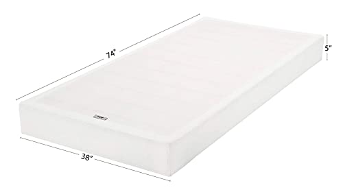 Amazon Basics Smart Box Spring Bed Base, 5 Inch Mattress Foundation, Tool-Free Easy Assembly, Twin, White