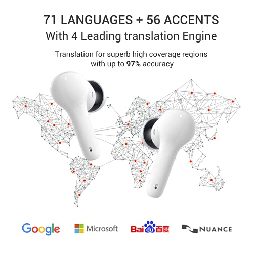 ANFIER Language Translator Earbuds M6 Support 71 Languages & 56 Accents 0.5s Real Time Translation, for Music and Calling, Wireless Translator Device with APP Fit iOS & Android