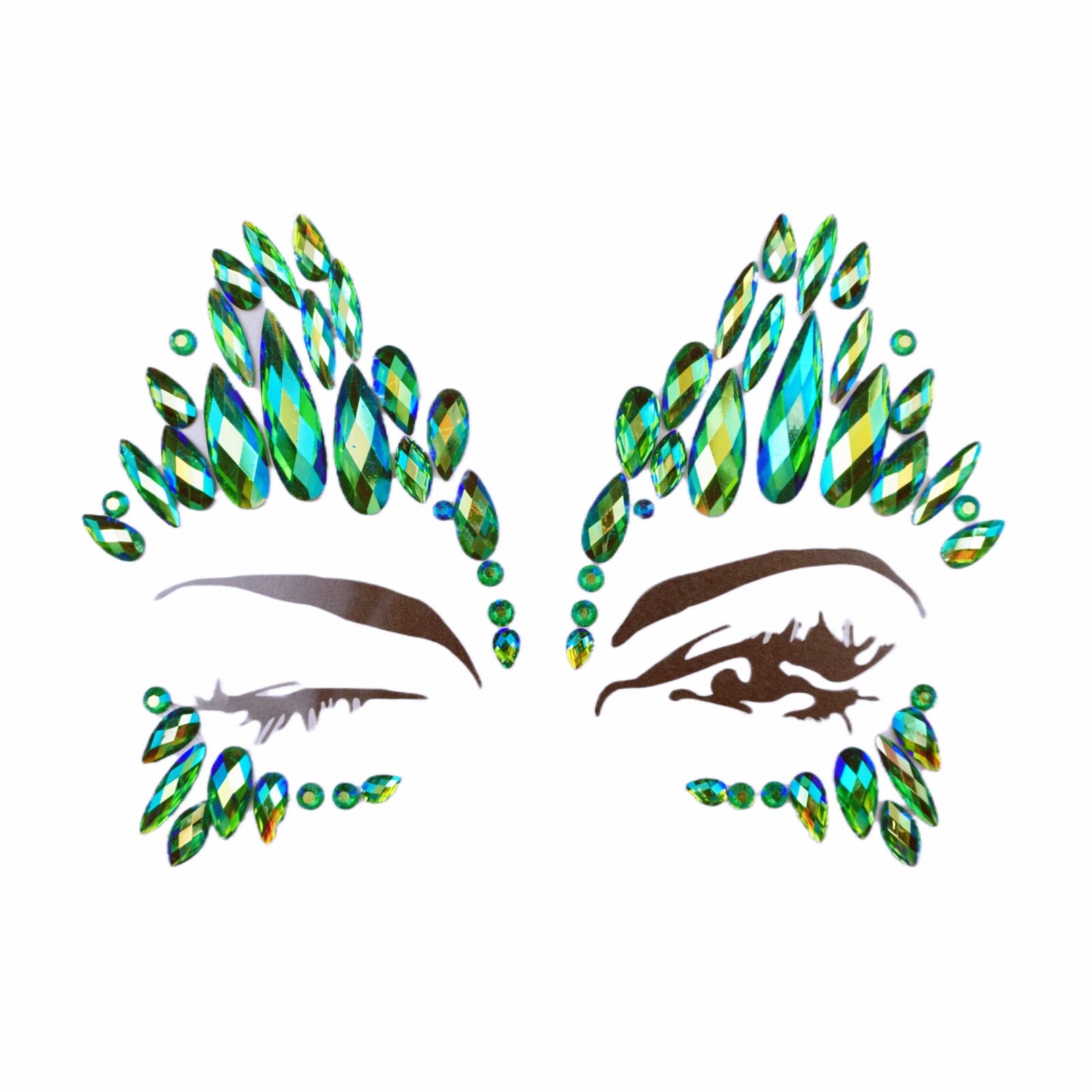 green face gems rave accessories face jewels stick on face glitter makeup rhinestone halloween costume festival accessories cat face paint