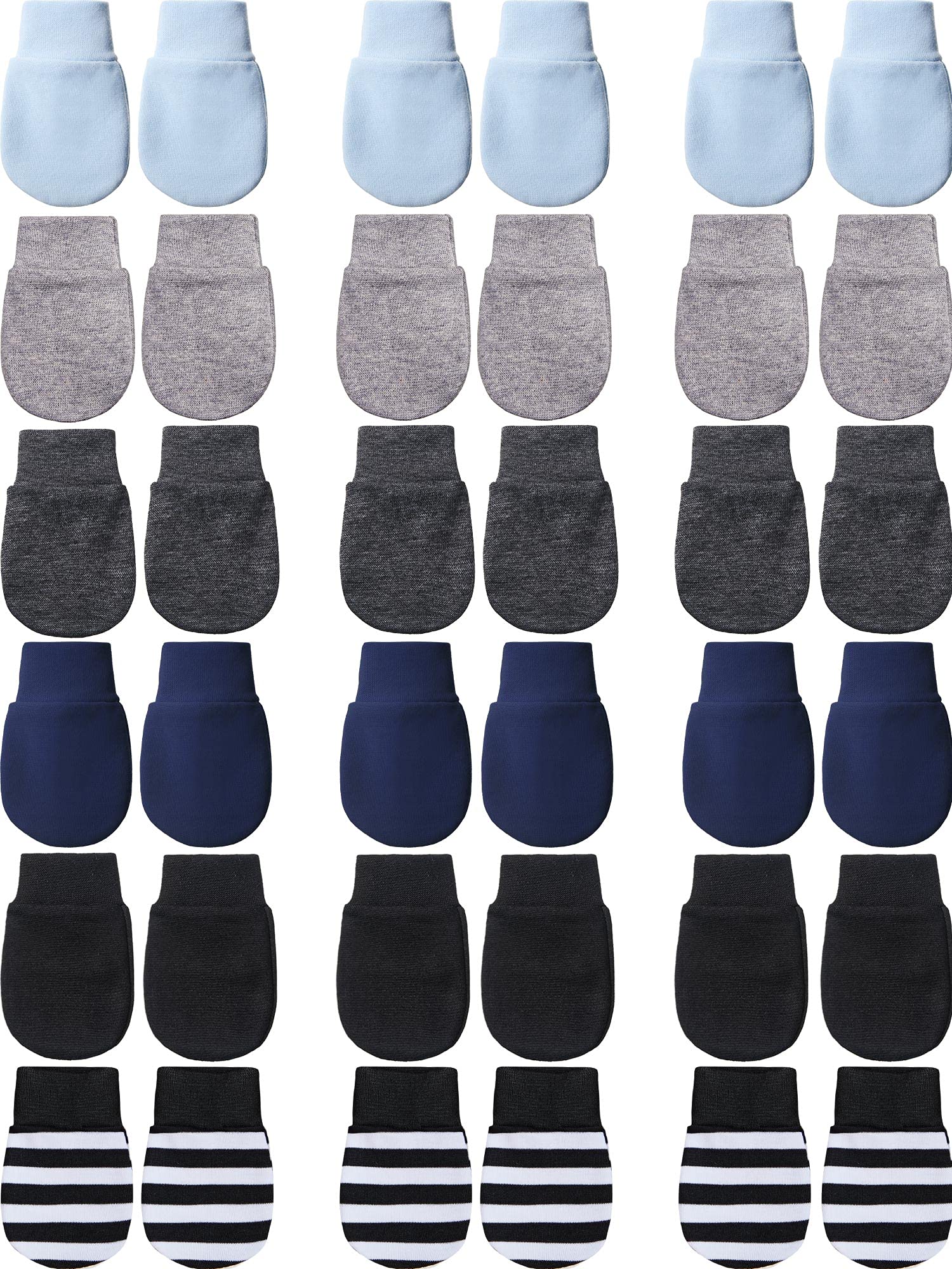 18 Pairs of Newborn Baby Mittens Infant Toddler Gloves No Scratch Mittens Cotton Gloves for 0-6 Months Baby Boys Girls (Dark Color)
