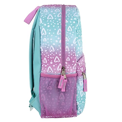 17 Inch Backpack with Side Pockets for Girls for School, Travel, Hiking, Camping (Ombre Hearts)